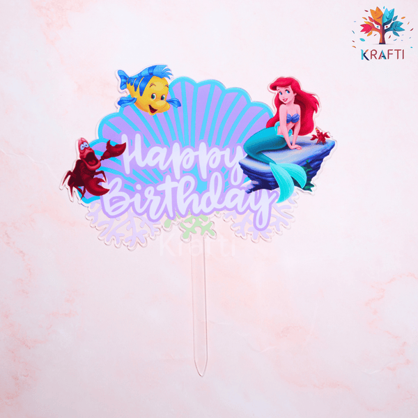 🧜‍♀️Little Mermaid Happy Birthday Cake Topper 🐠 Under the Sea